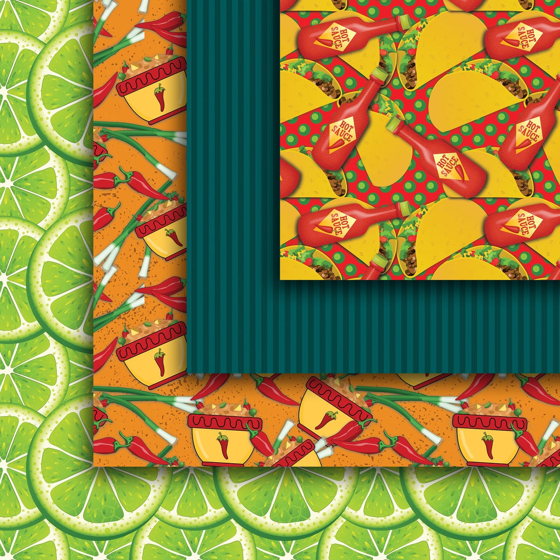 Mexican Food Seamless Digital Paper Pack Taco Seamless Paper | Etsy
