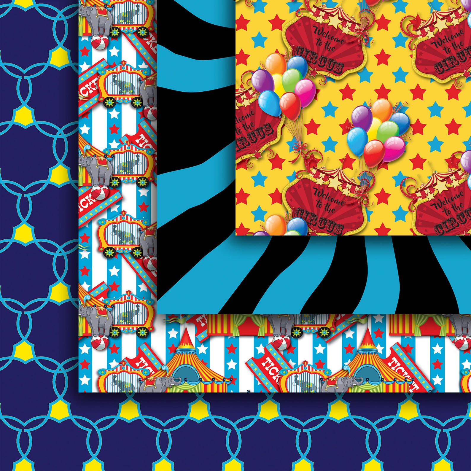 Circus Digital Paper Pack Carnival Digital Paper Pack Clown - Etsy