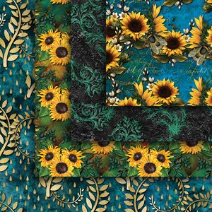 Sunflower Seamless Digital Paper Pack, Flower Seamless Digital Paper ...