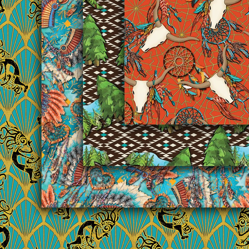 Native American Seamless Digital Paper Pack Tribal Digital | Etsy