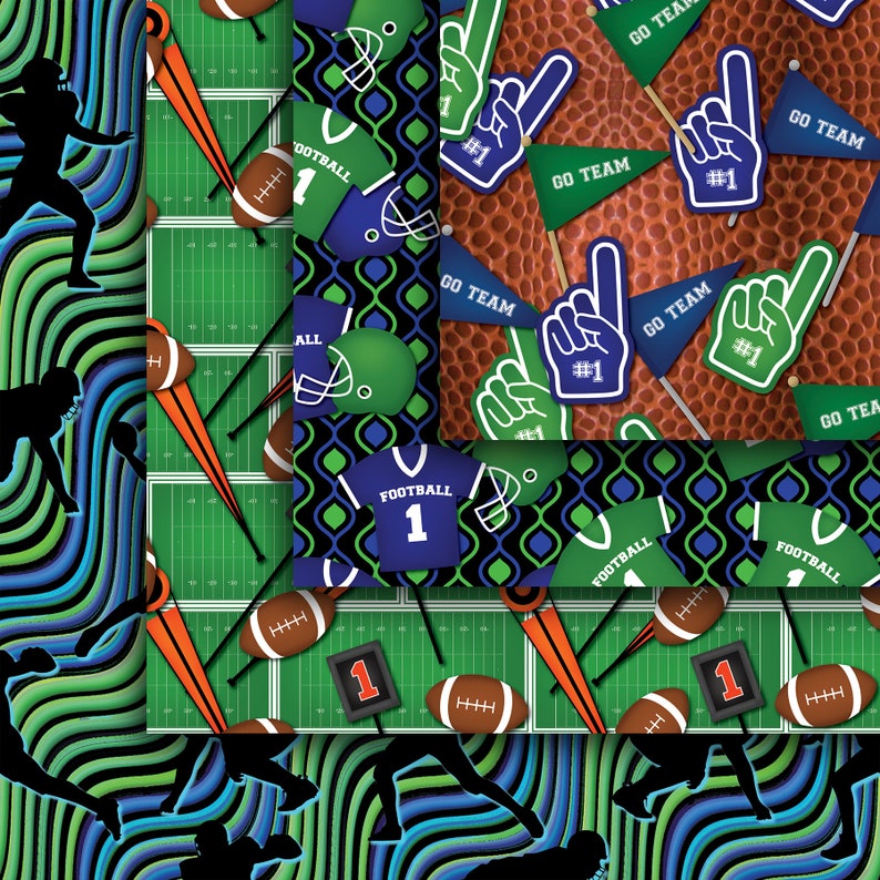 Football Seamless Digital Paper Pack, American Football Digital Paper ...
