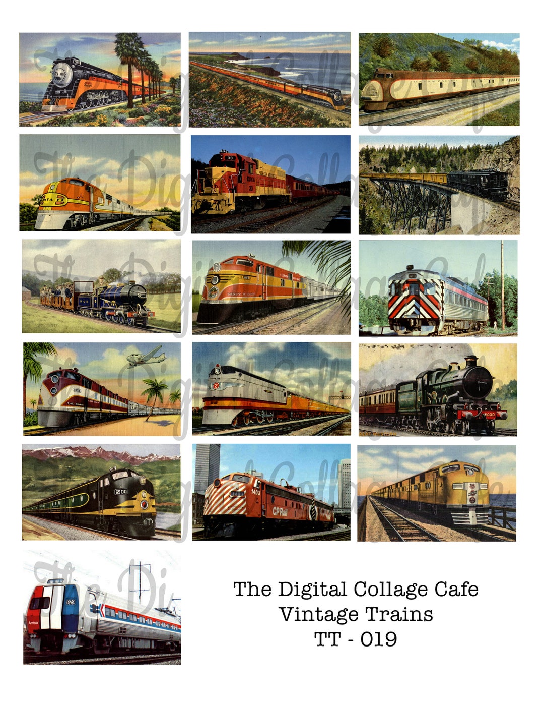 Vintage Trains Digital Collage Sheet - TT - 019 - Instant Download - Etsy