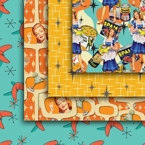 Retro Housewives Seamless Digital Paper Pack, 1950s Seamless Digital ...