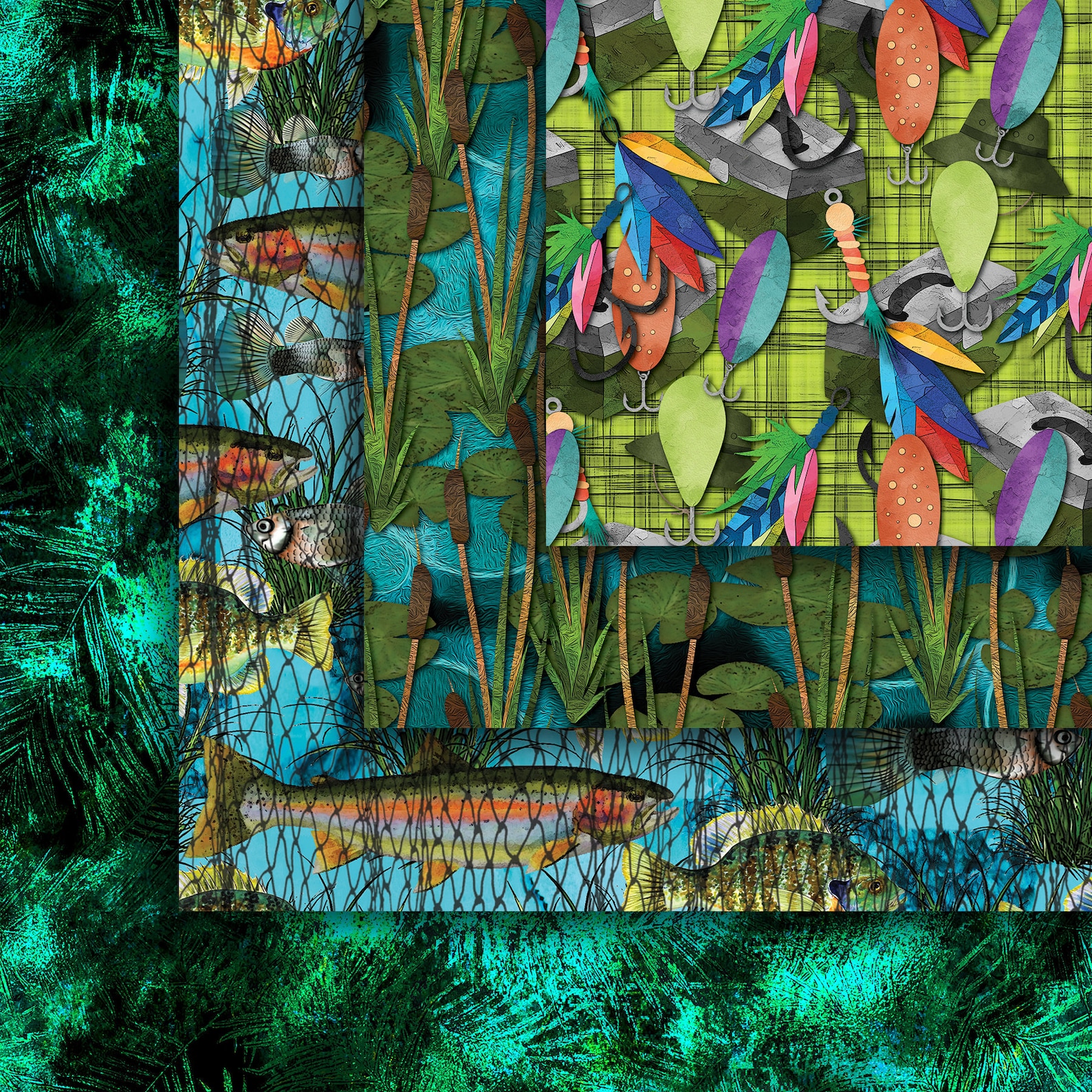 Fishing Seamless Digital Paper Pack Nature Digital Paper - Etsy