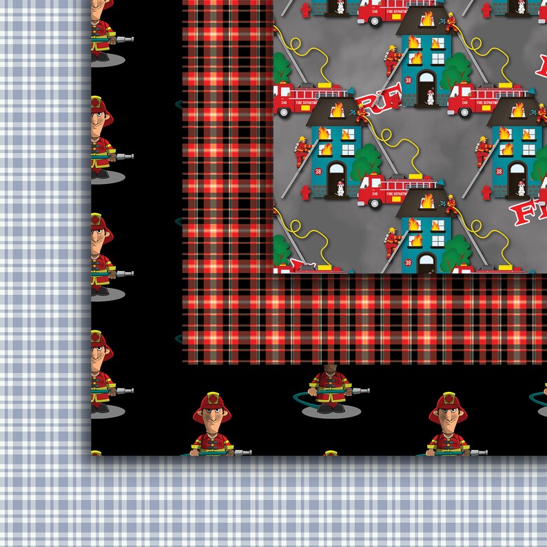 Firefighter Seamless Digital Paper Pack, Fireman Digital Paper Pack ...