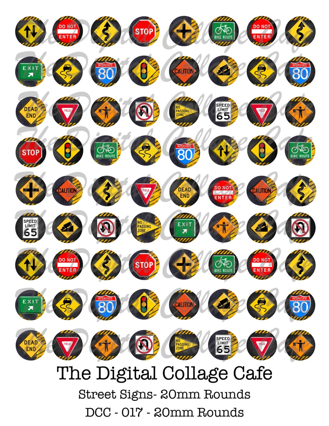 Street Signs Digital Collage Sheet DCC017 - Traffic Signs Digital ...