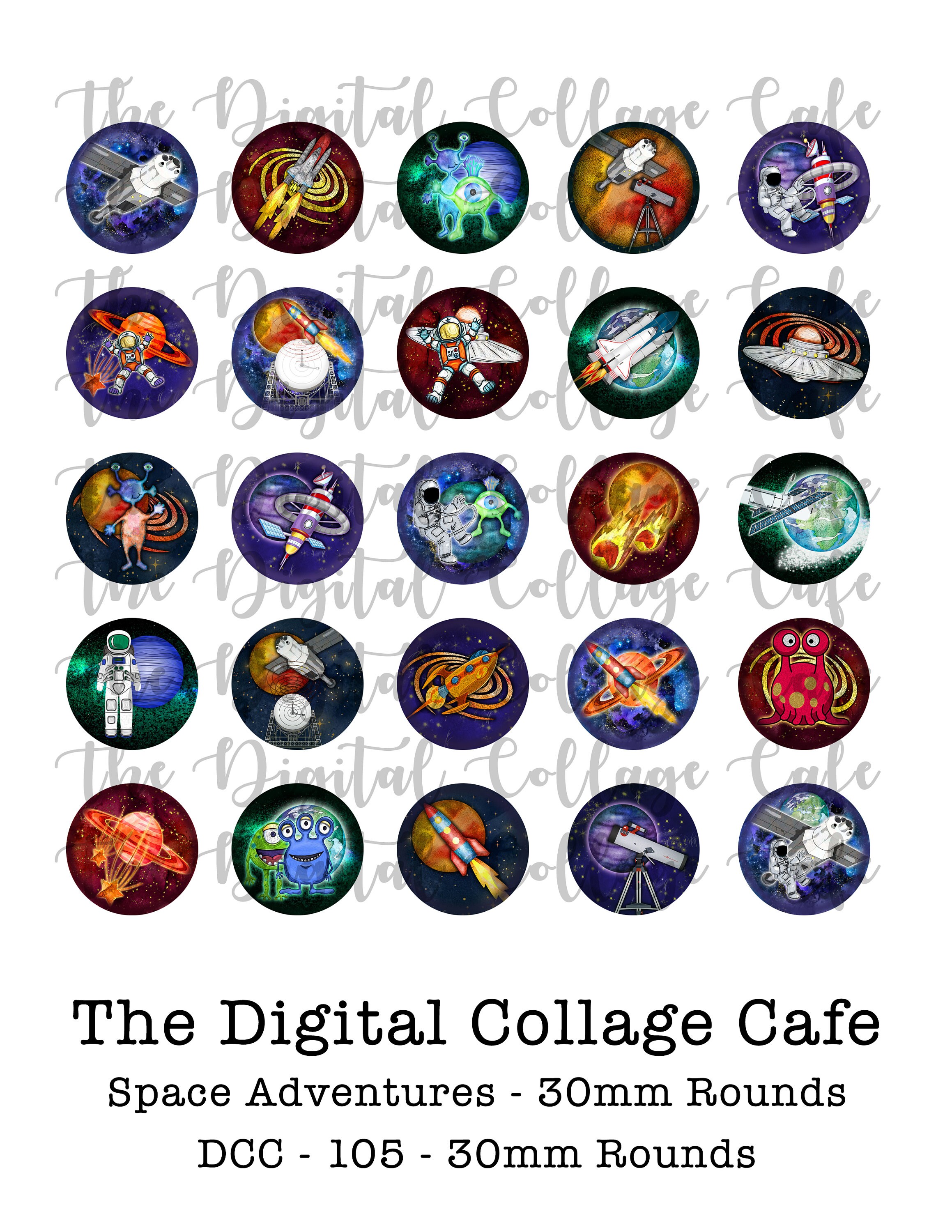 Space Adventure Collage Sheet Outer Space Collage Aliens - Etsy