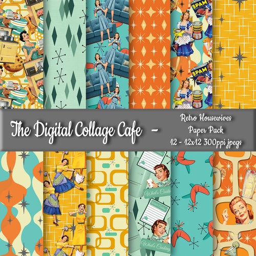 Retro Kitchen Seamless Digital Paper Pack Kitchen Scrapbook - Etsy