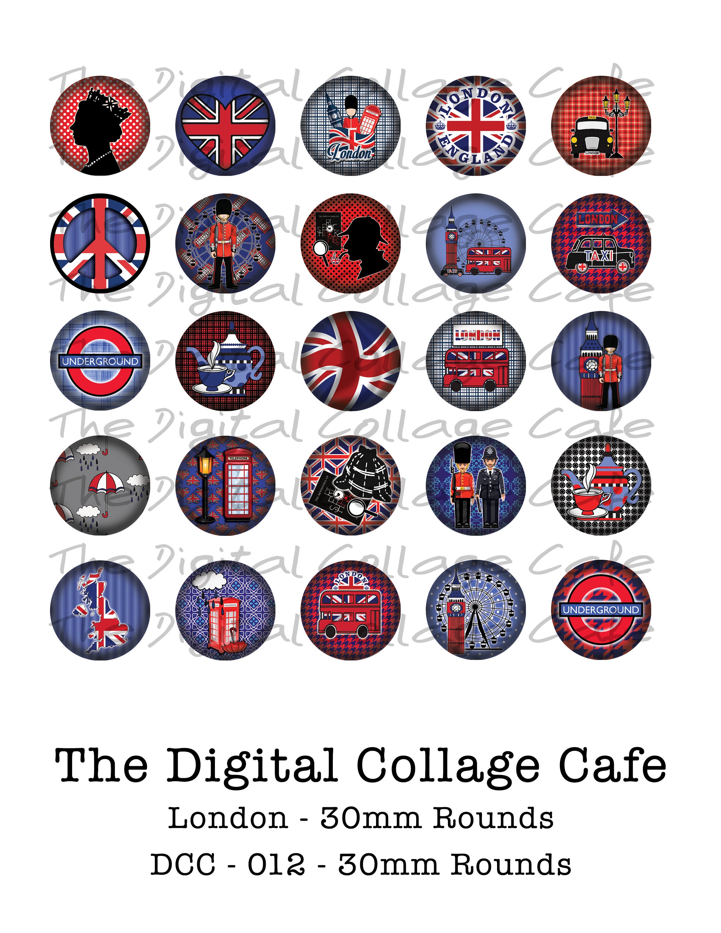 London Digital Collage Sheet DCC012 England Collage British - Etsy
