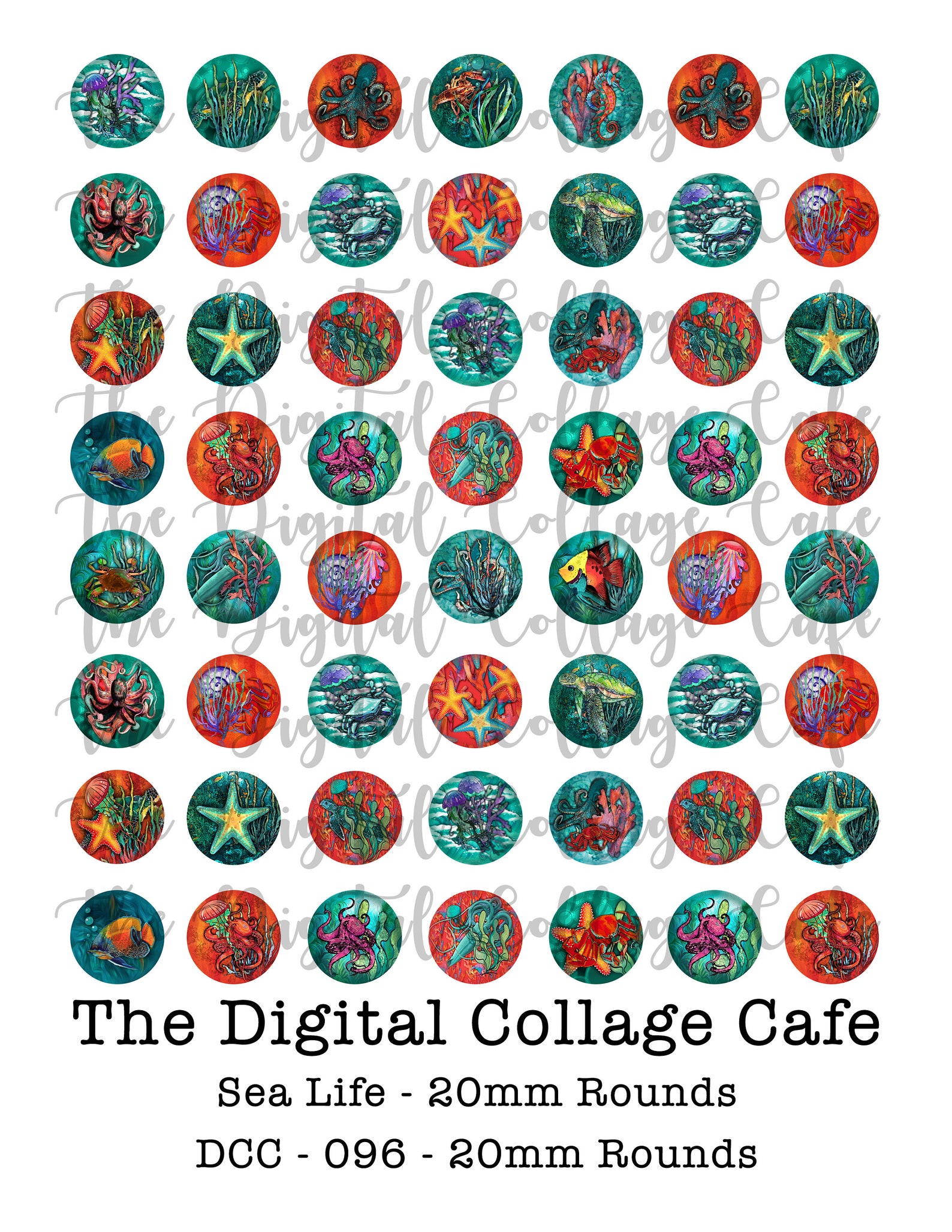 Sea Life Digital Collage Sheet Ocean Collage Ocean Life | Etsy