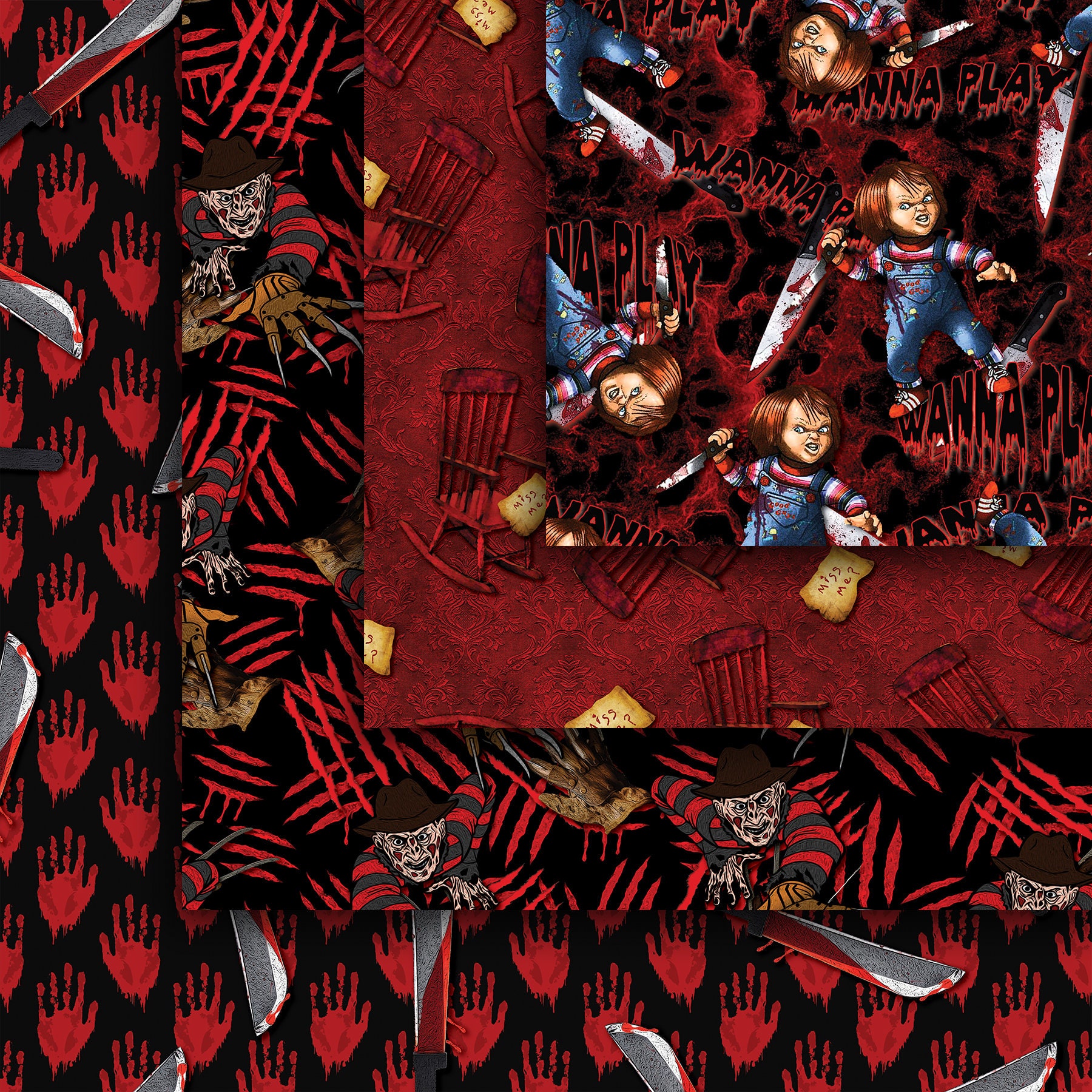 Horror Movies Seamless Digital Paper Pack, Scary Digital Paper Pattern ...