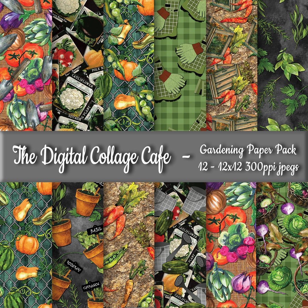 Gardening Seamless Digital Paper Pack, Vegetable Garden Digital Paper ...