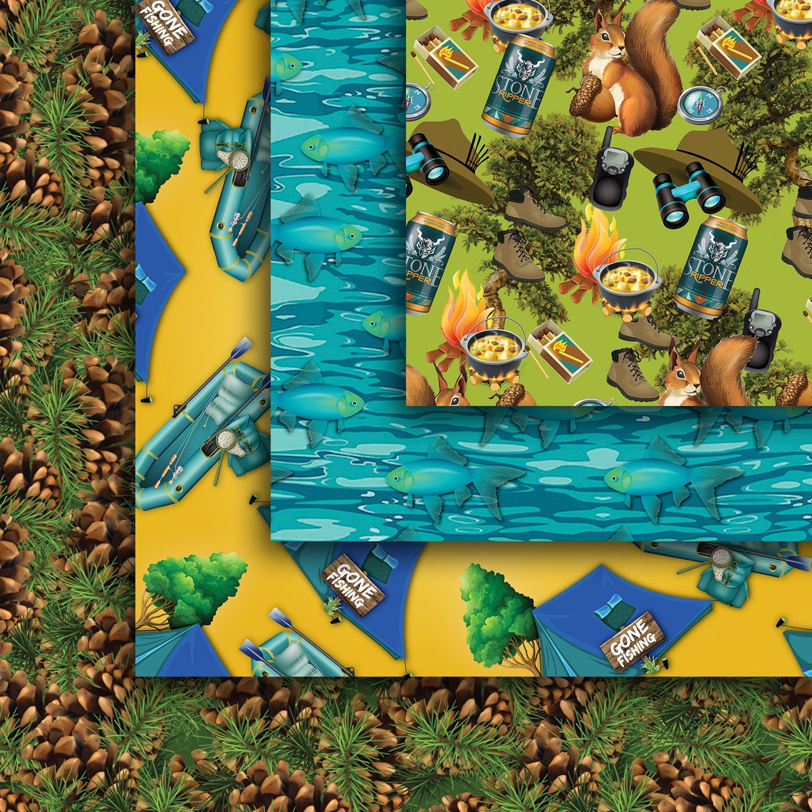 Camping Seamless Digital Paper Pack Hunting Digital Paper - Etsy