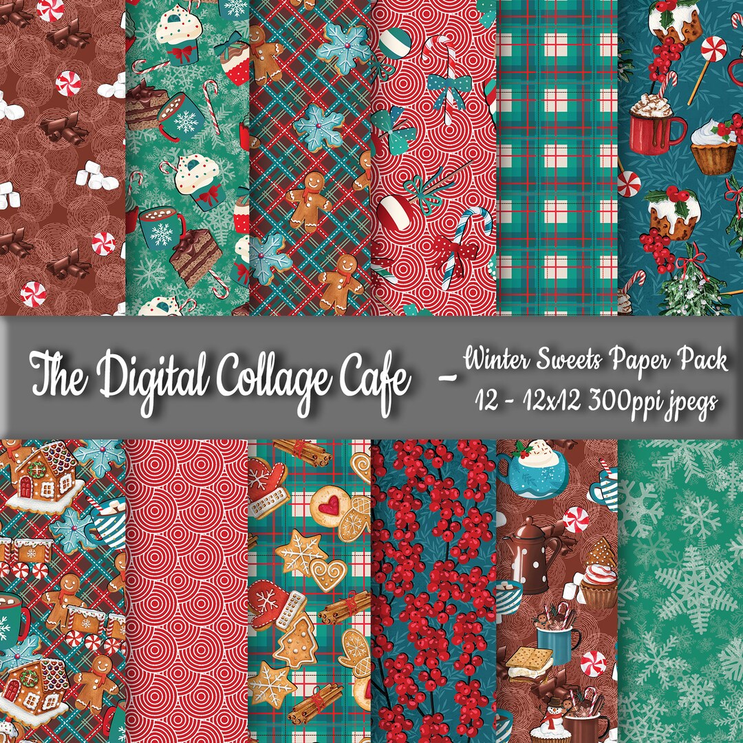 Holiday Sweets Seamless Digital Paper Pack, Gingerbread Digital Pattern ...