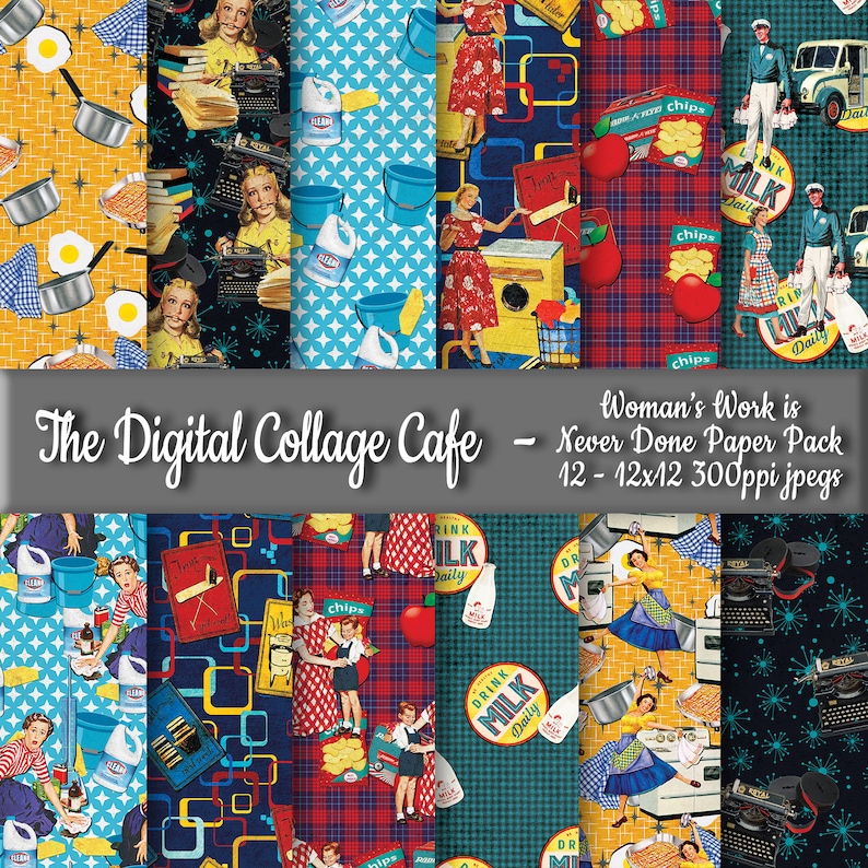Retro Mom Seamless Digital Paper Pack Vintage Mom Digital - Etsy