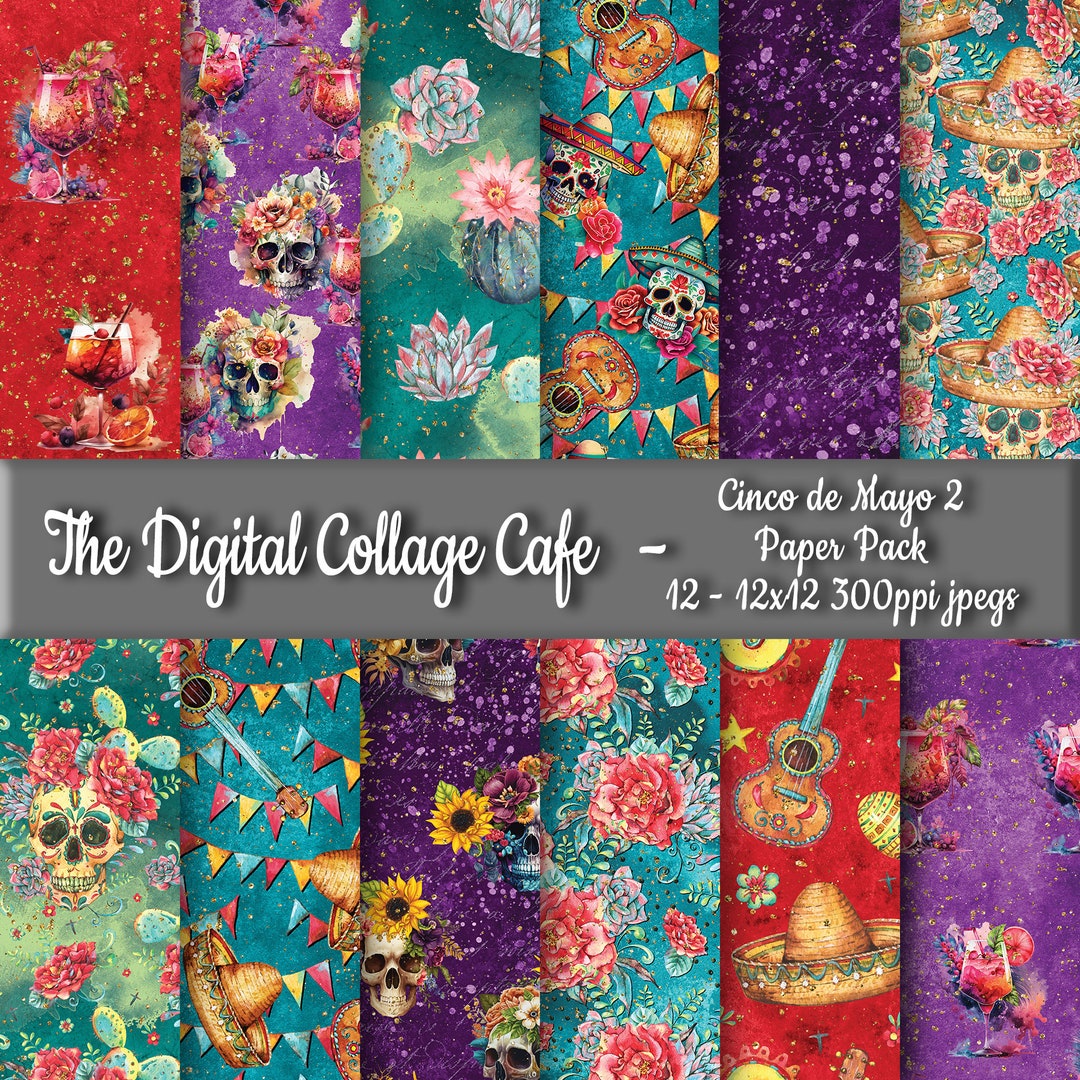 Cinco De Mayo 2 Seamless Digital Paper Pack, Dia De Los Muertos Fabric ...