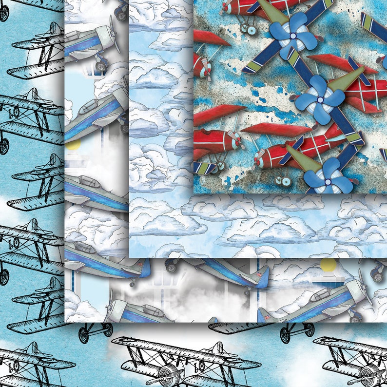 Airplane Seamless Digital Paper Pack Pilot Digital Paper - Etsy