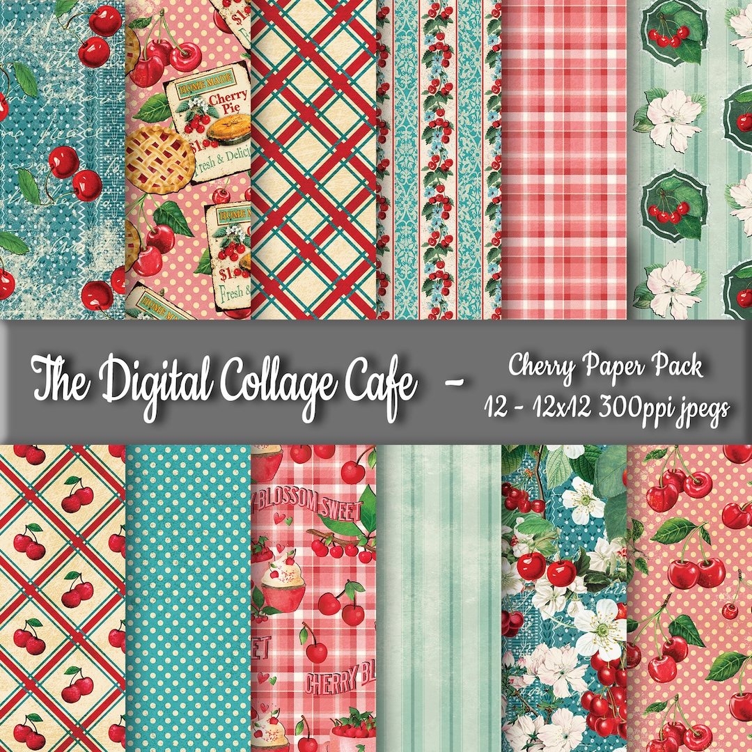 Cherry Seamless Digital Paper Pack, Cherries Digital Paper, Cherry ...