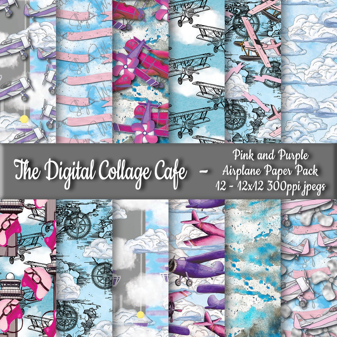 Airplane Seamless Digital Paper Pack, Pilot Digital Paper Pack, Pink ...