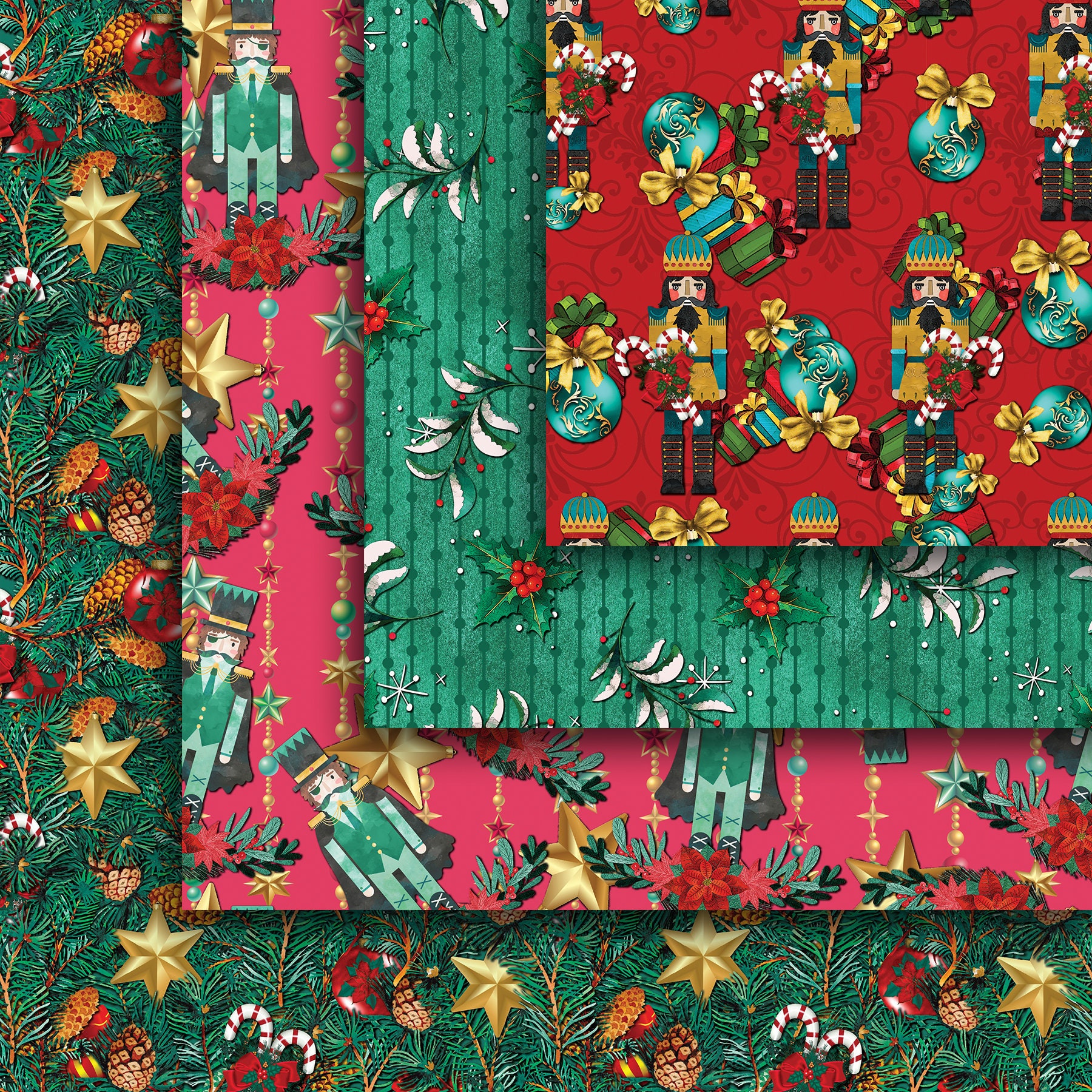 Nutcrackers Seamless Digital Paper Pack, Holiday Nutcrackers Digital ...