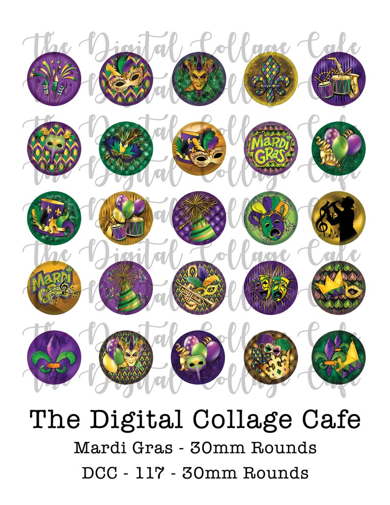 Mardi Gras Digital Collage Sheet Fat Tuesday Collage | Etsy