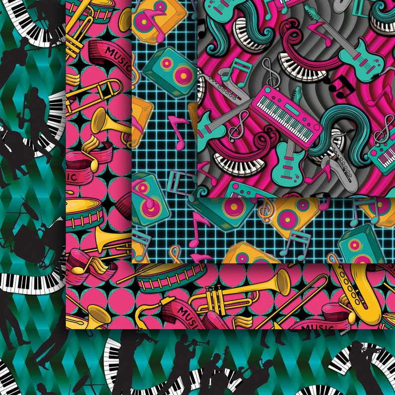 Jazz Music Seamless Digital Paper Pack Musical Instruments - Etsy