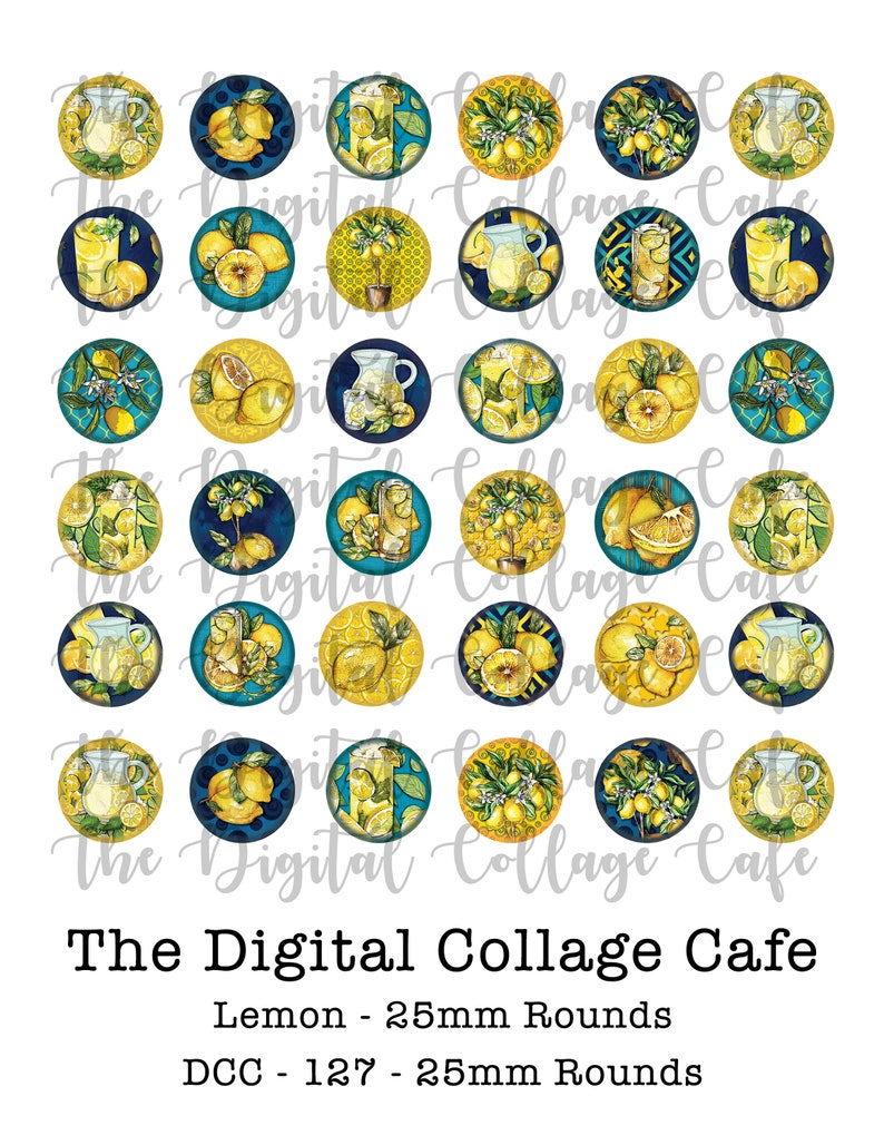 Lemon Digital Collage Sheet, Fruit Collage, Lemonade Collage - DCC127 ...