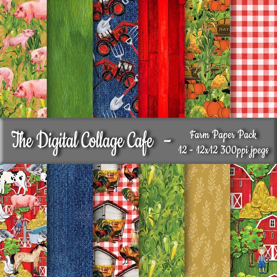 Farm Seamless Digital Paper Pack Farmer Digital Paper Pack - Etsy
