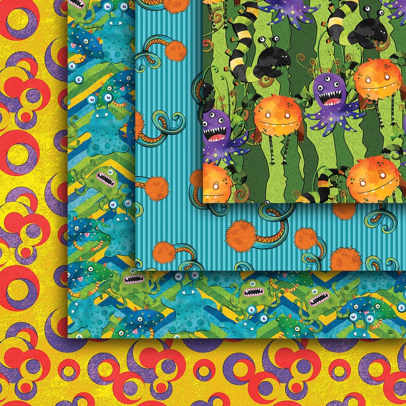 Monsters Seamless Digital Paper Pack Monster Digital Pattern | Etsy