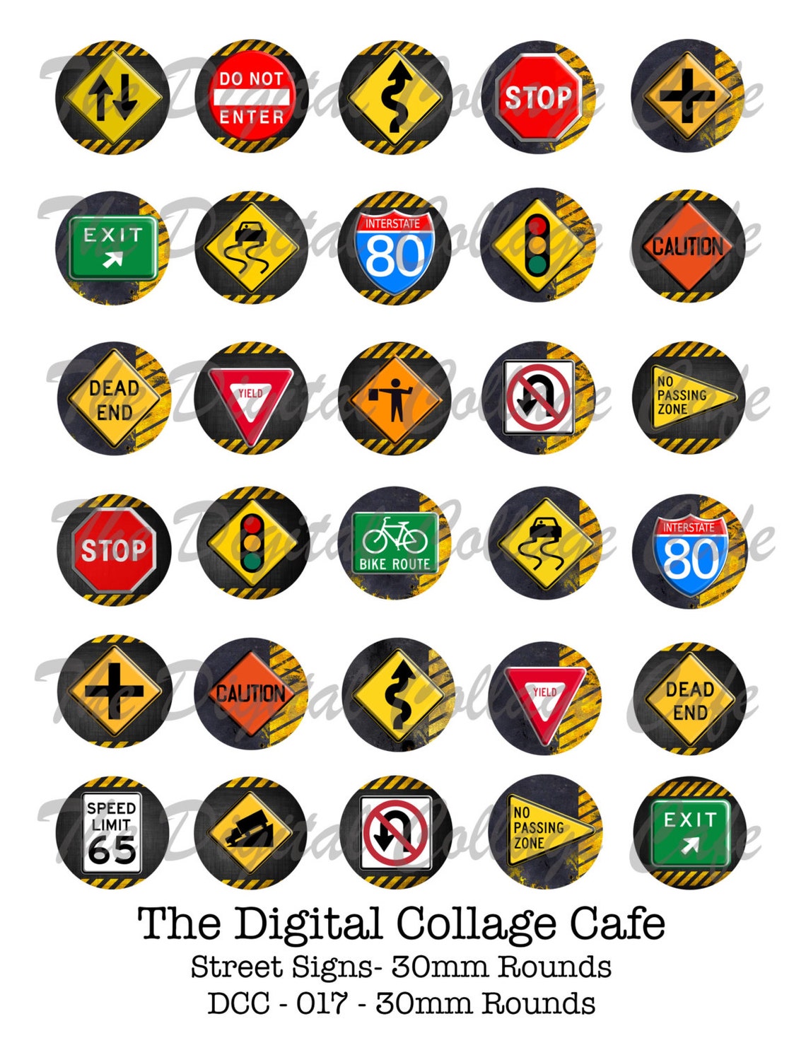 Street Signs Digital Collage Sheet DCC017 Traffic Signs - Etsy