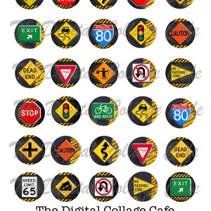 Street Signs Digital Collage Sheet DCC017 - Traffic Signs Digital ...