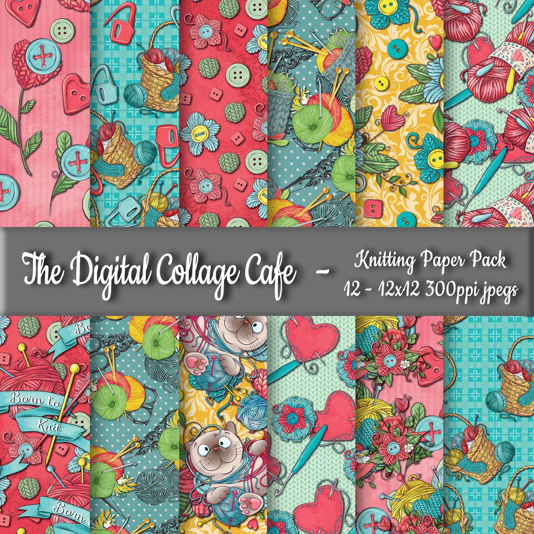 Knitting Seamless Digital Paper Pack, Crocheting Seamless Digital Paper ...