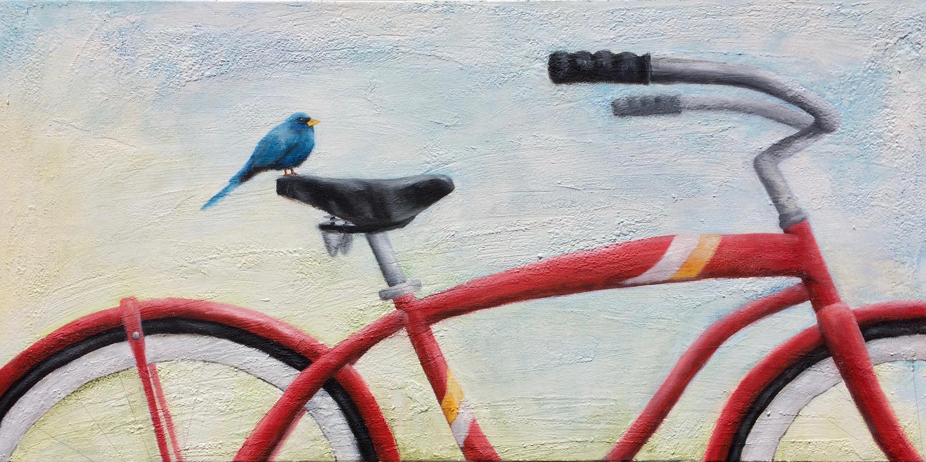 THE BLUEBIRD'S BIKE - Original Oil Painting. Bluebird Sitting on the ...