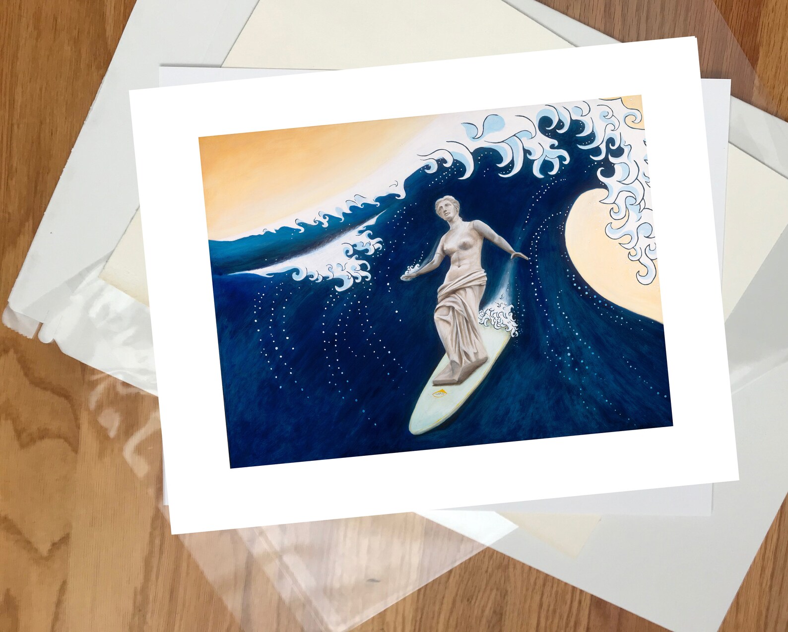 Venus Surfs Hokusai Venus De Milo Surfing Hokusai's Great Wave - Etsy