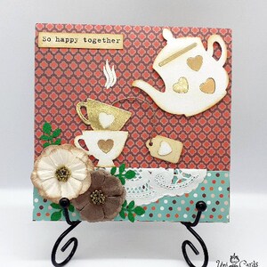 Tea Party Handmade Card, Tea Time, Greeting Card, Floral Card, Happy ...
