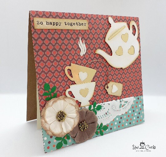 Tea Party Handmade Card, Tea Time, Greeting Card, Floral Card, Happy ...