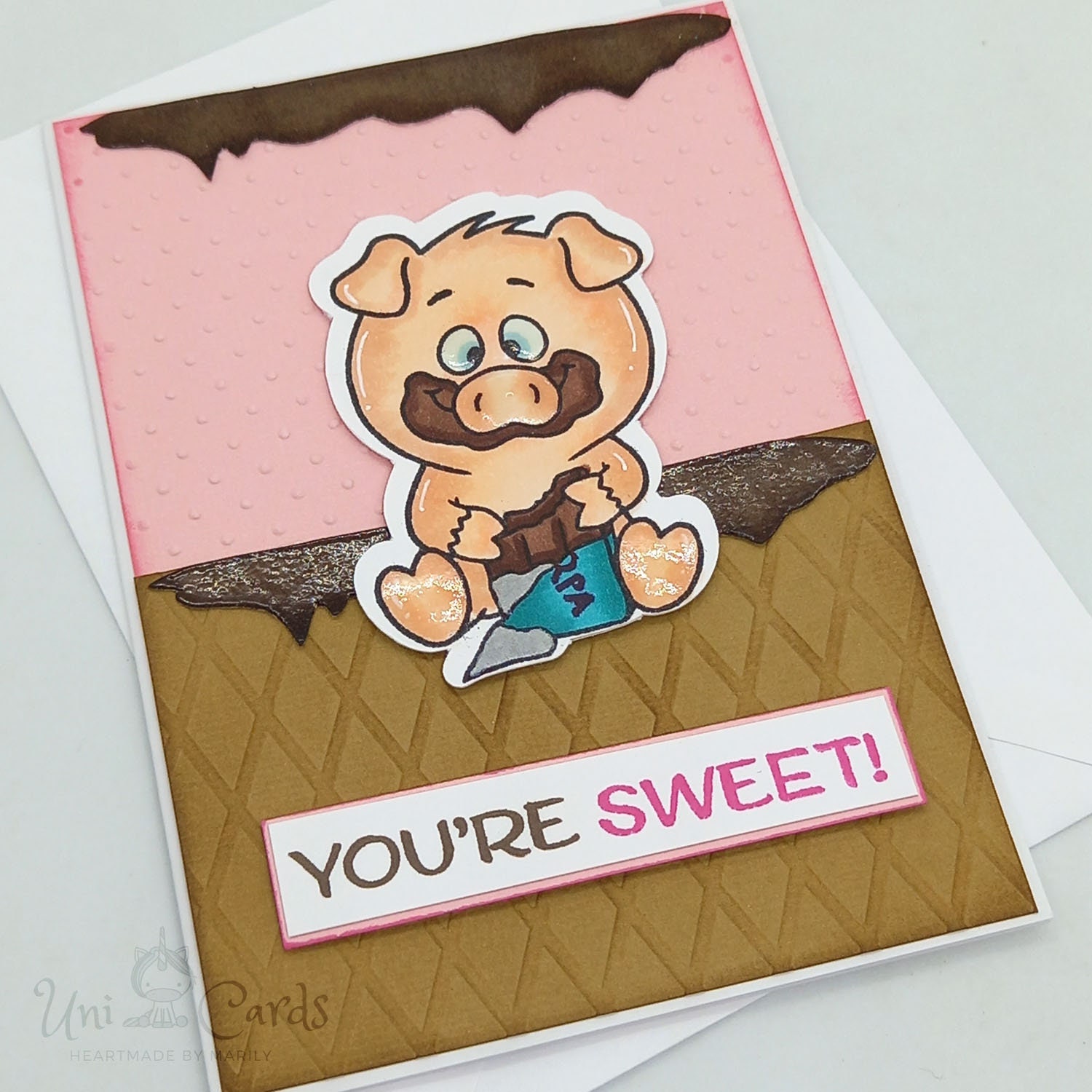 Cute Pig Eating Chocolate You Are Sweet Card - Etsy