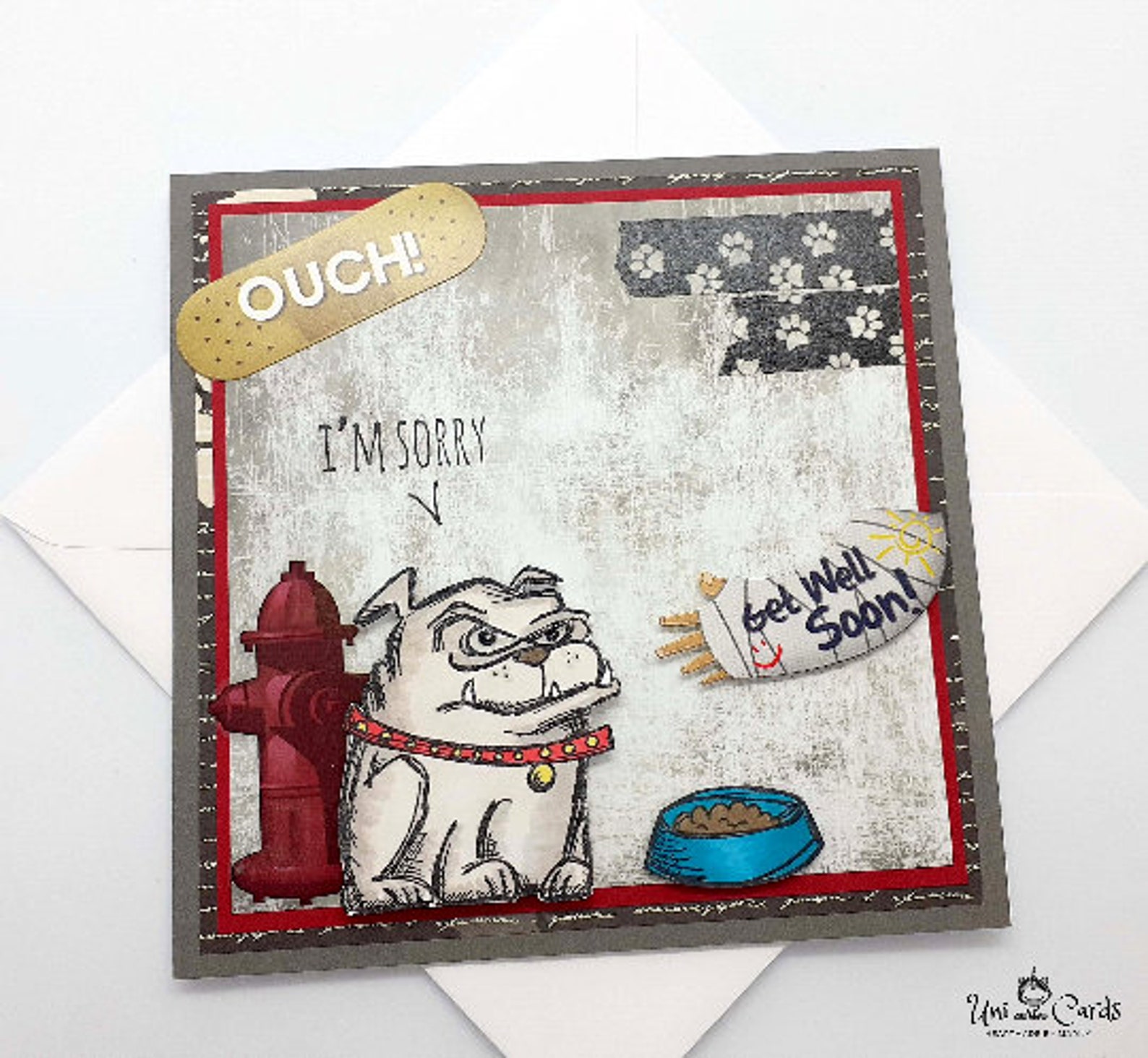Get Well Soon Handmade Card Funny Dog Broken Arm Recovery - Etsy
