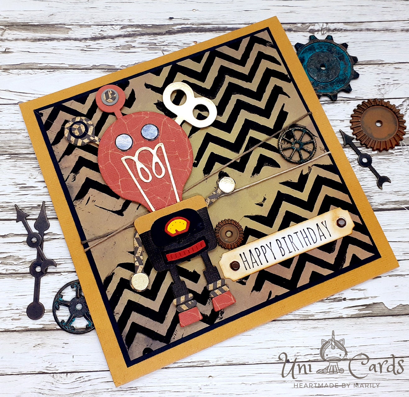 Handmade Robot Birthday Card - Etsy