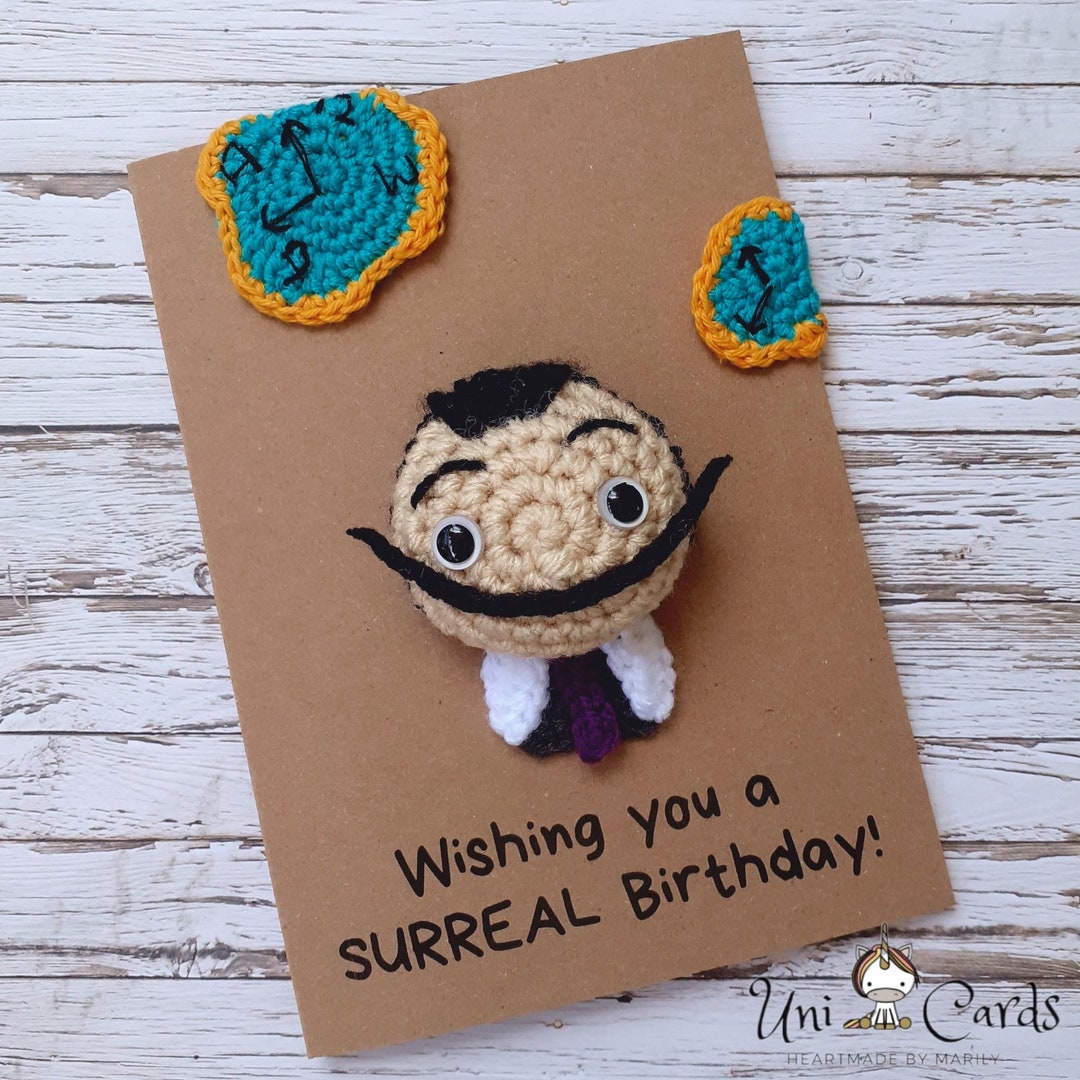 Salvador Dali Crochet Card, Surrealism Funny Card, Surreal Birthday ...