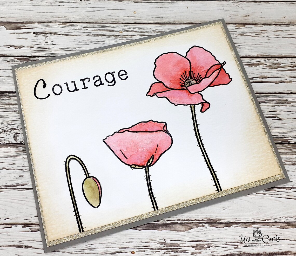 Handmade Courage Greeting Card Poppy Flower Comforting Card - Etsy