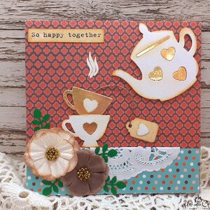 Tea Party Handmade Card, Tea Time, Greeting Card, Floral Card, Happy ...