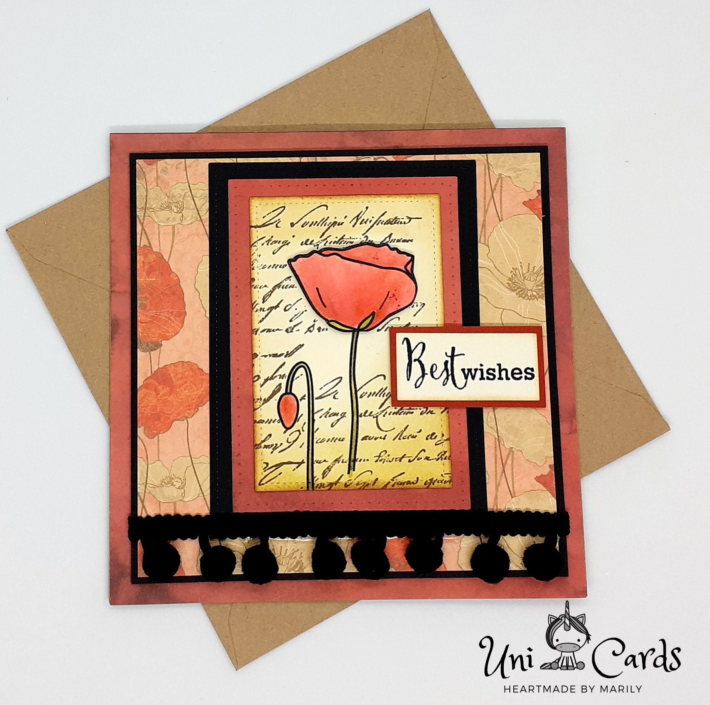 Poppy Flower Handmade Card - Etsy