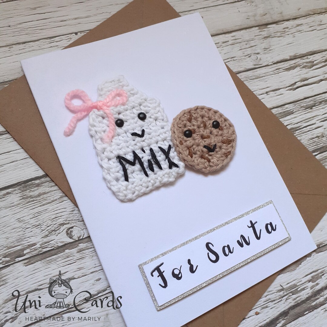 Handmade Crochet Christmas Card, Milk and Cookie for Santa - Etsy