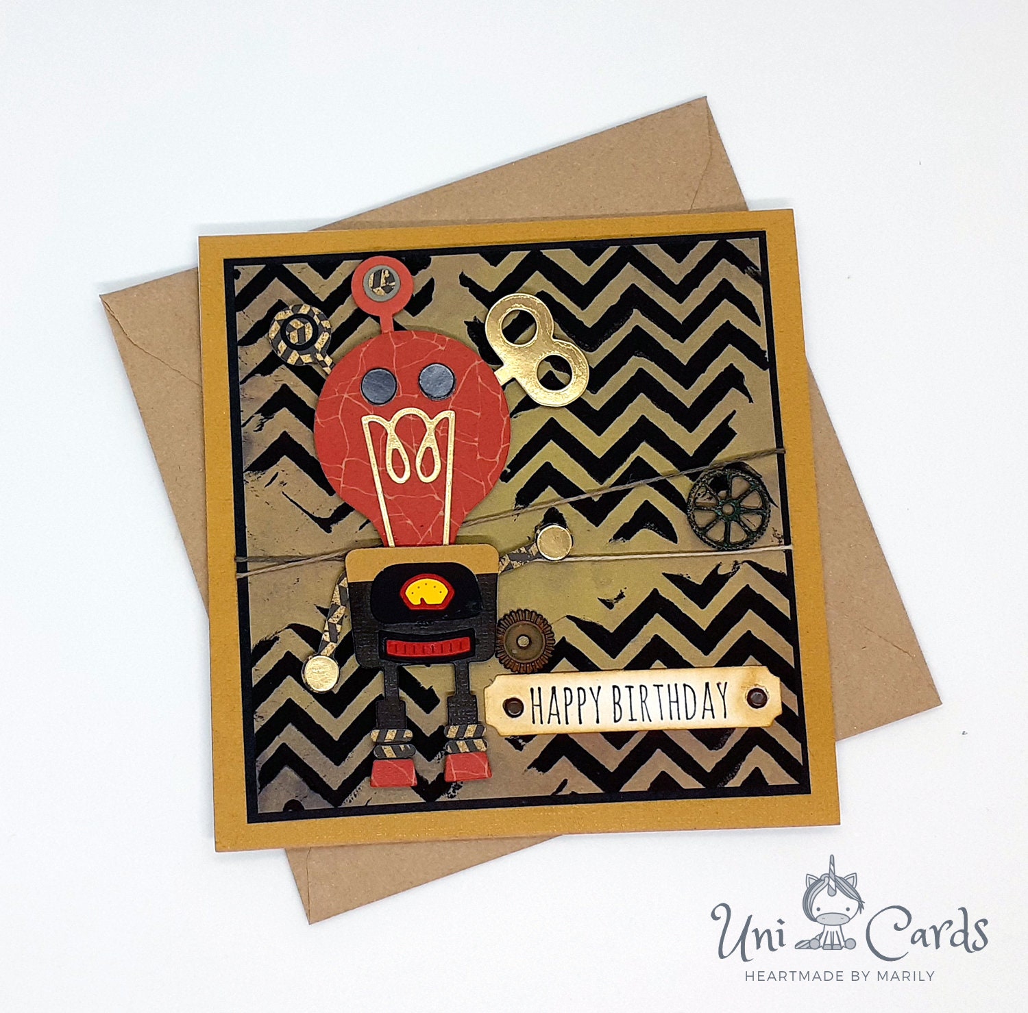 Handmade Robot Birthday Card - Etsy