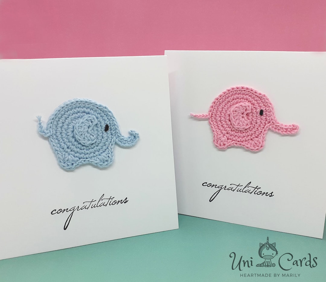 Handmade Crochet Card for Newborns, Baby Elephant - Etsy