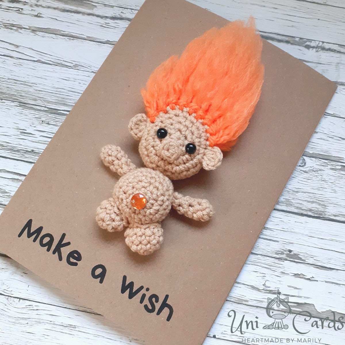 Troll Crochet Card, 80s 90s Troll, Good Luck Troll, Make a Wish Card - Etsy