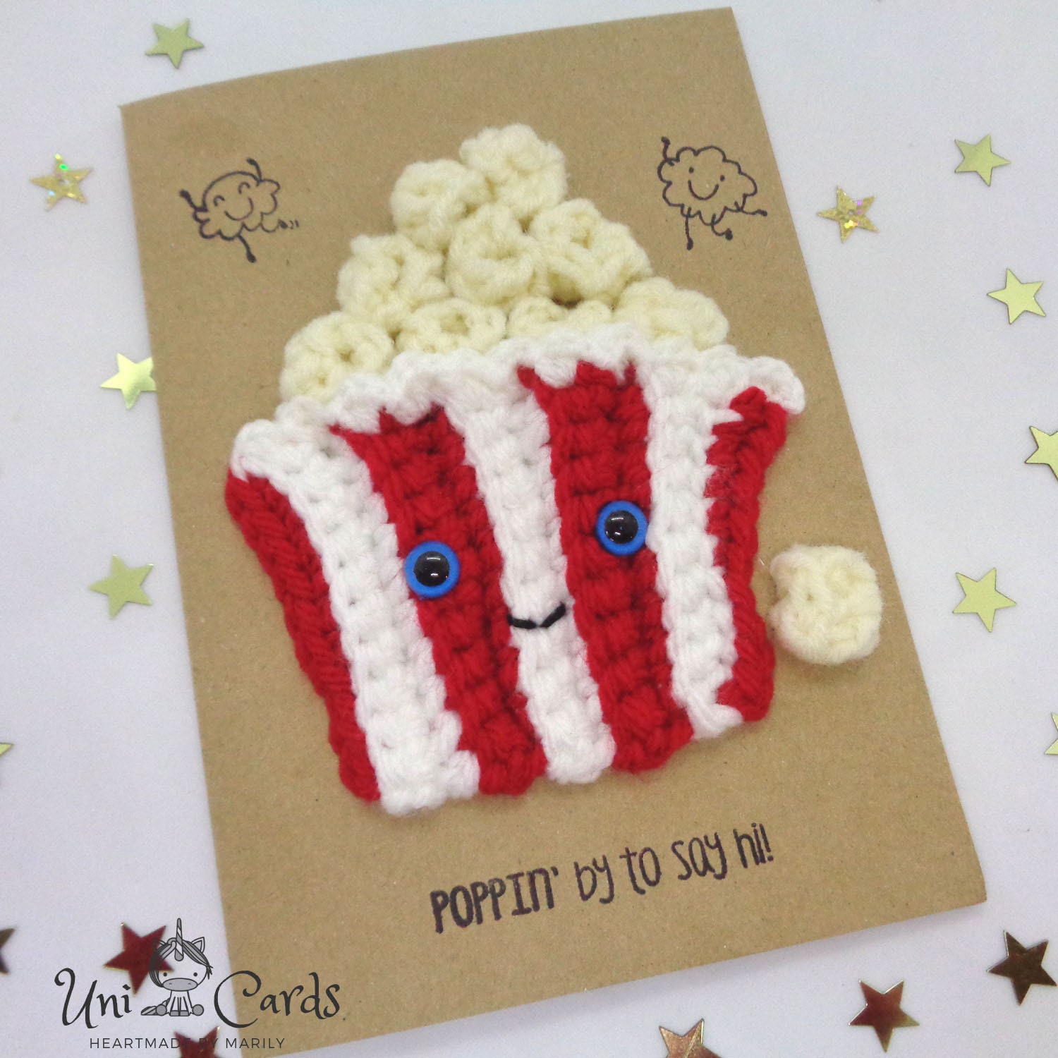 Movie Popcorn Crochet Greeting Card - Etsy