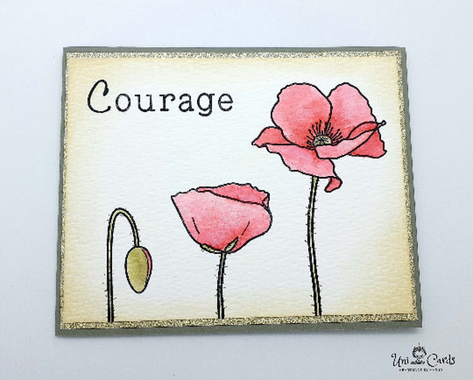 Handmade Courage Greeting Card Poppy Flower Comforting Card - Etsy