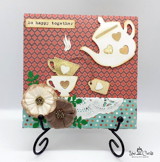 Tea Party Handmade Card, Tea Time, Greeting Card, Floral Card, Happy ...